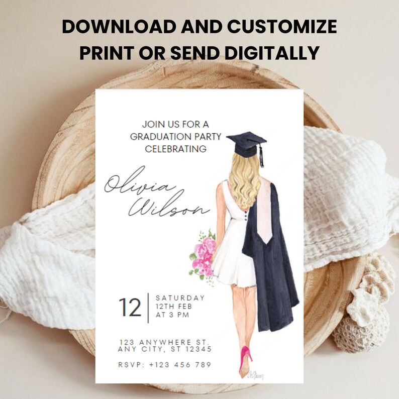 Graduation Party Invitation Template, Editable, Customizable, Print or ...