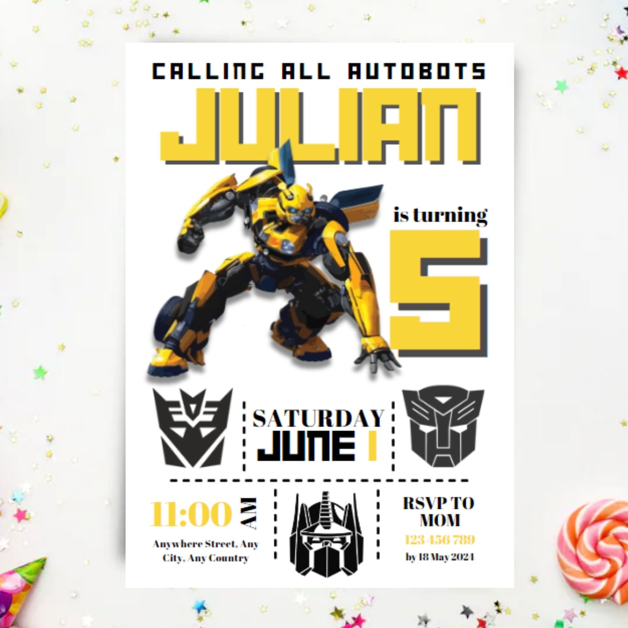 Transformers Birthday Invitation | Customizable and Printable Template ...