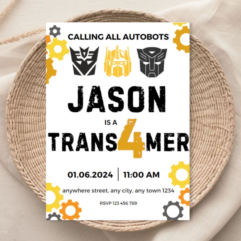 Transformers Birthday Invitation Customizable and Printable Template ...