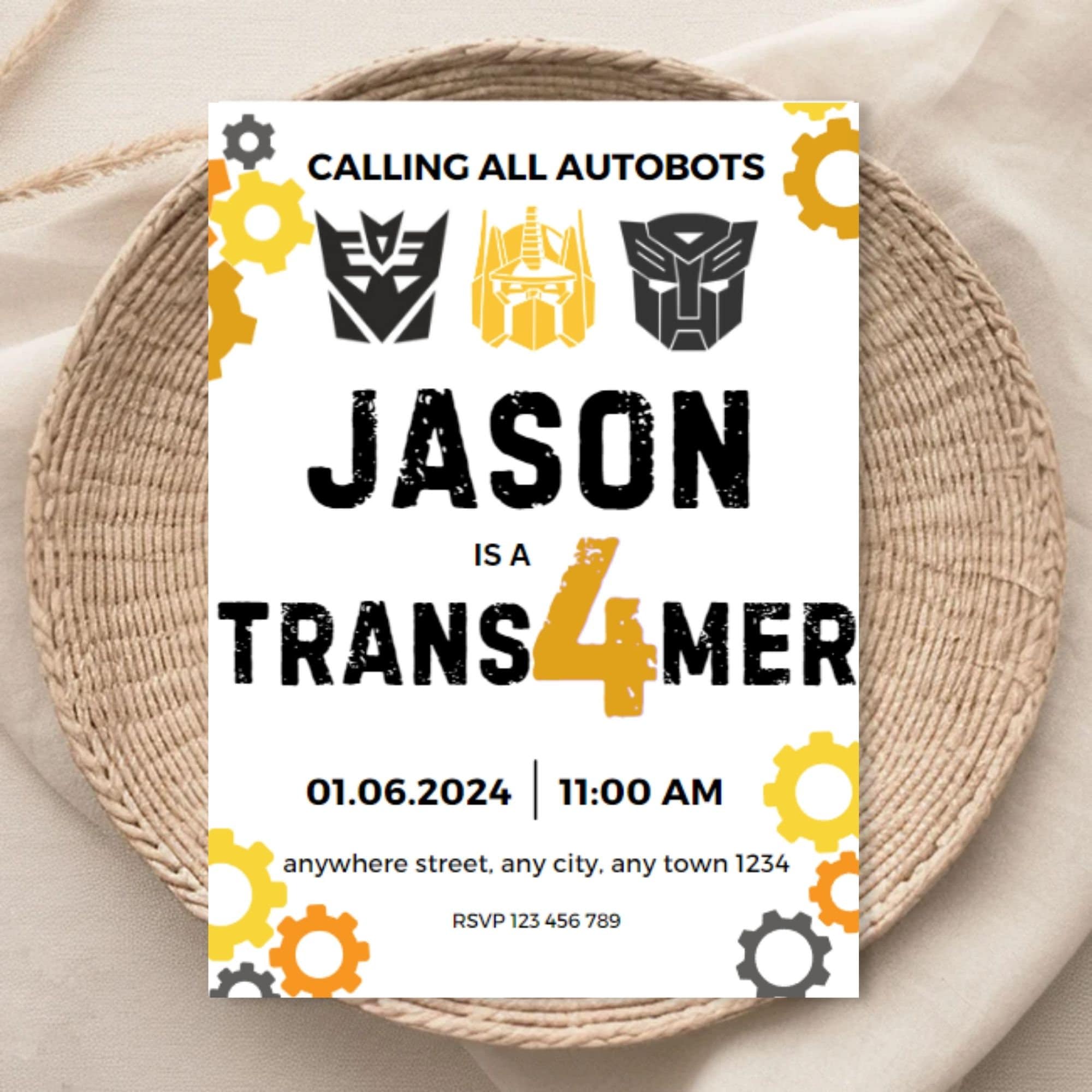 Transformers Birthday Invitation Customizable and Printable Template ...