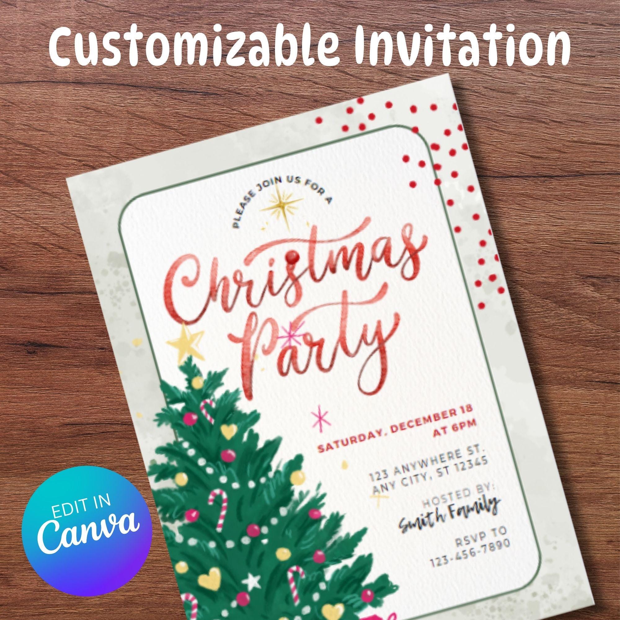 Editable Christmas Party Invitation, Christmas Invitation, Christmas ...