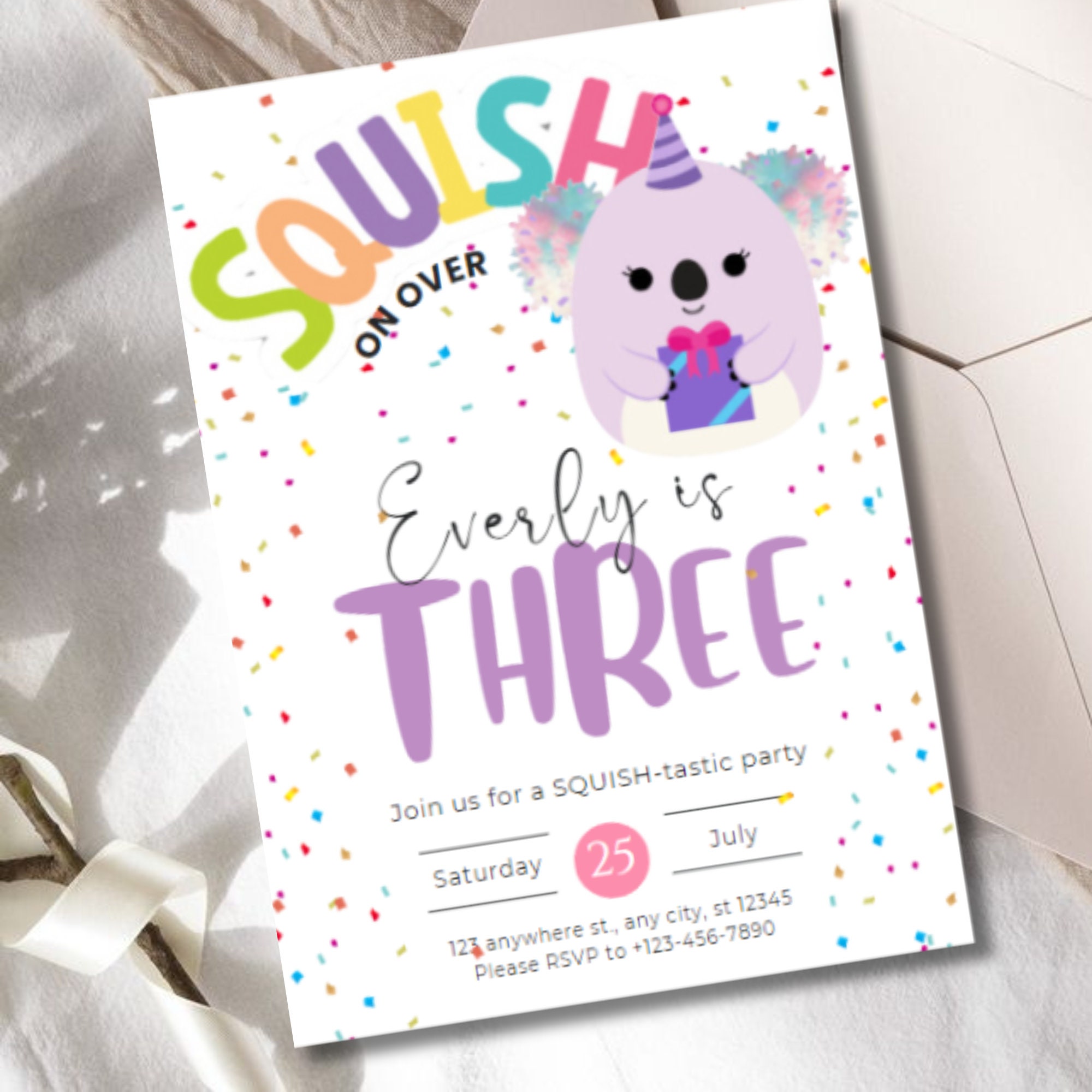 Squishmallow Birthday Invitation, Squishy Invitation, Squishmallow ...