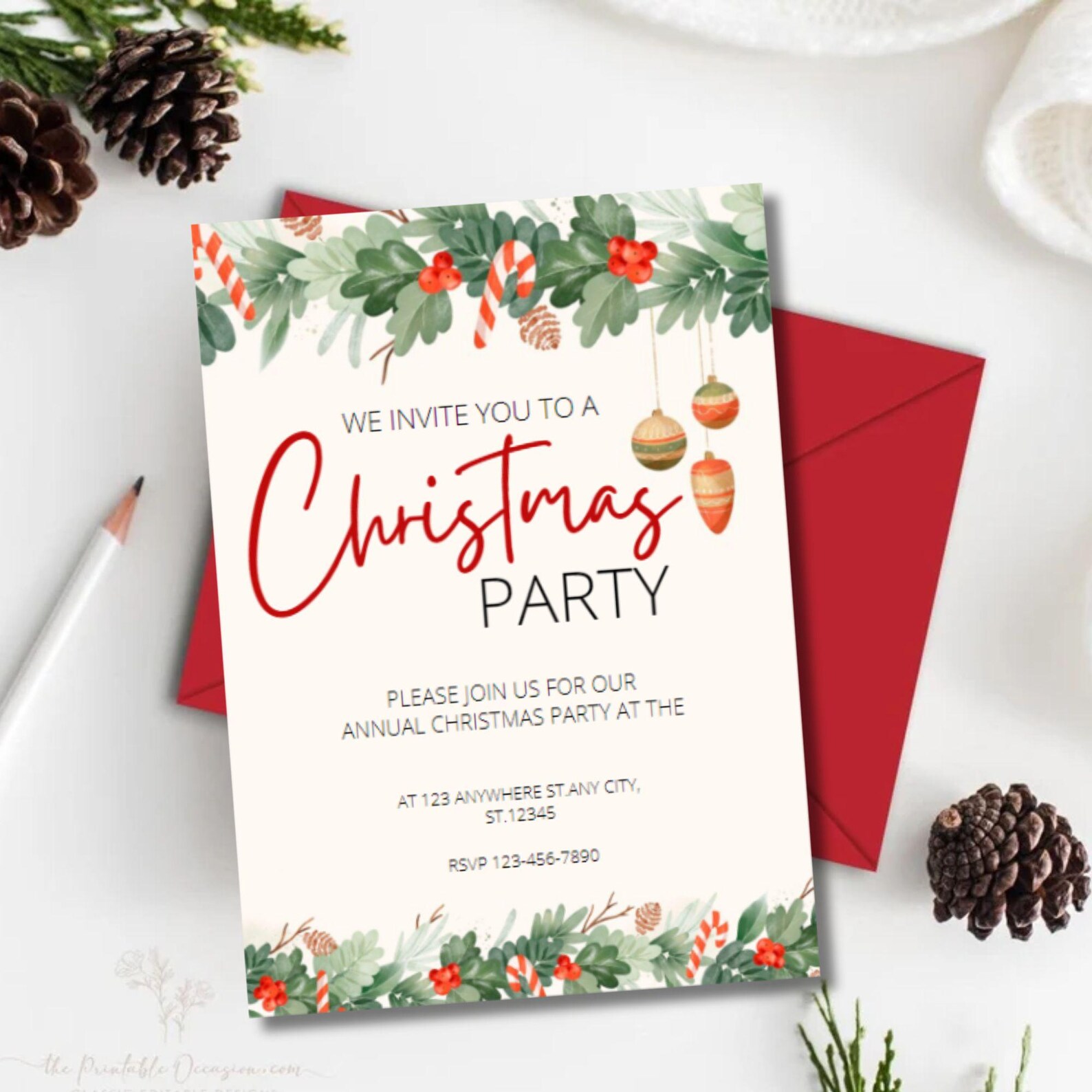 Editable Christmas Party Invitation, Christmas Invitation, Printable ...