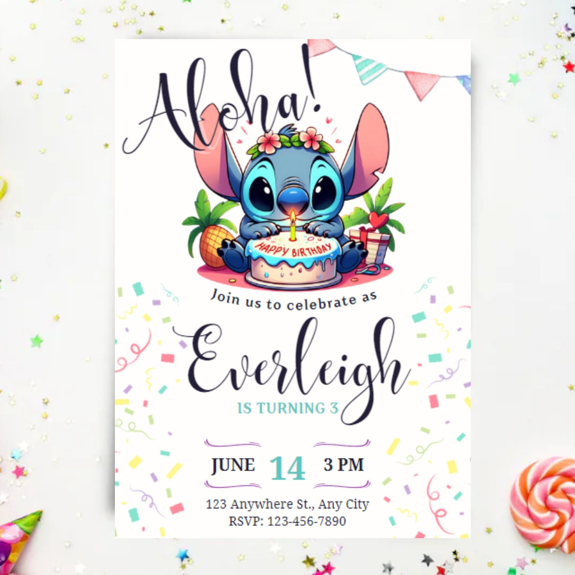 Stitch Birthday Invitation Template | Full Customizable on Canva ...
