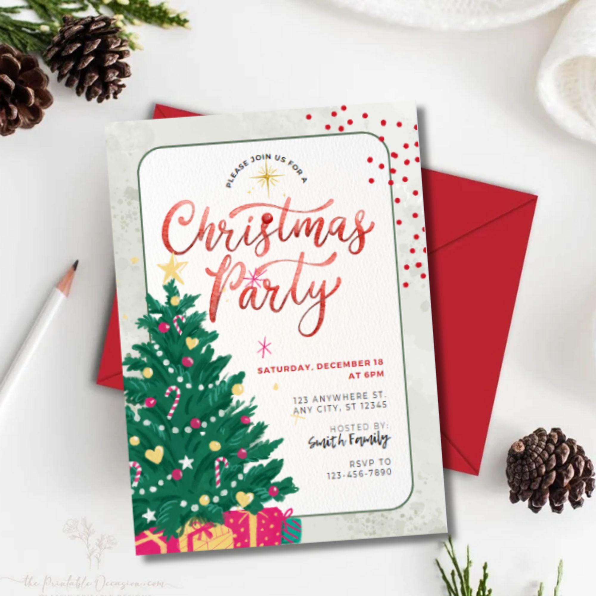 Editable Christmas Party Invitation, Christmas Invitation, Christmas ...