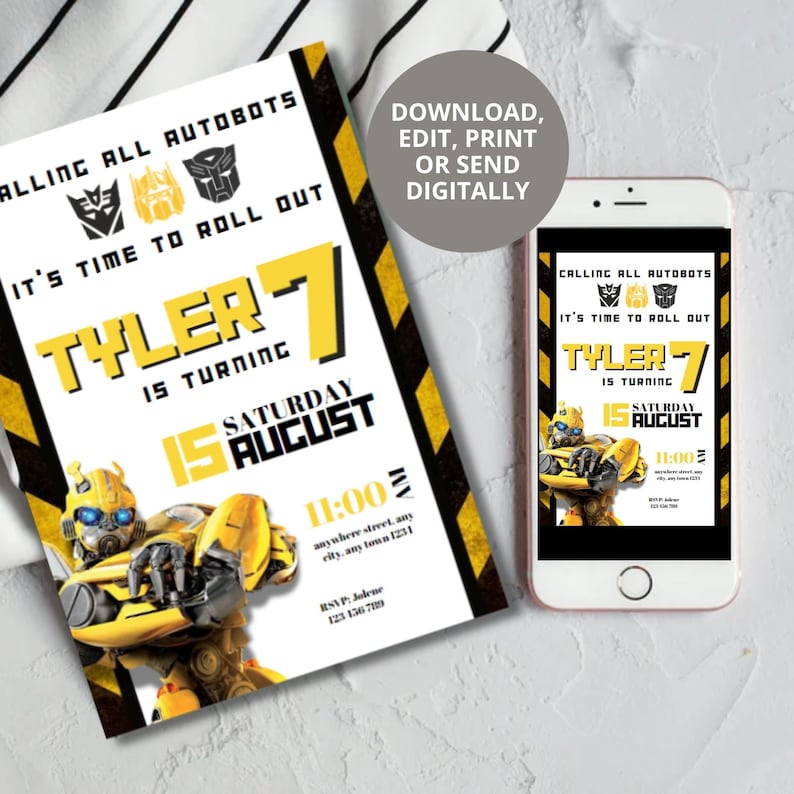 Transformers Birthday Invitation | Customizable and Printable Template ...