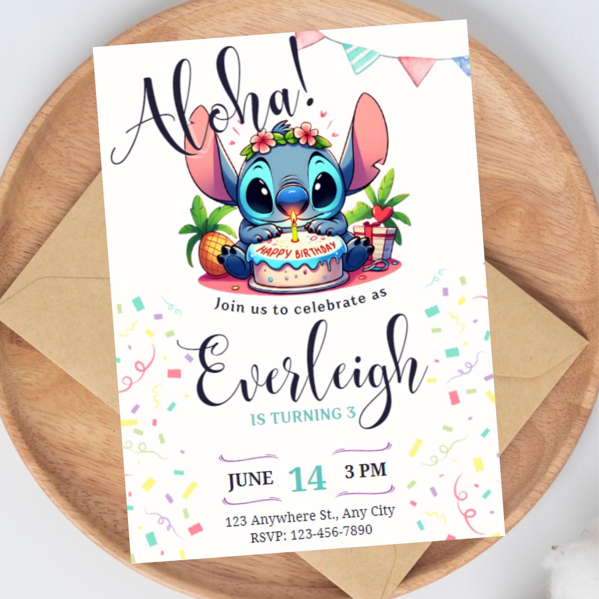 Stitch Birthday Invitation Template | Full Customizable on Canva ...