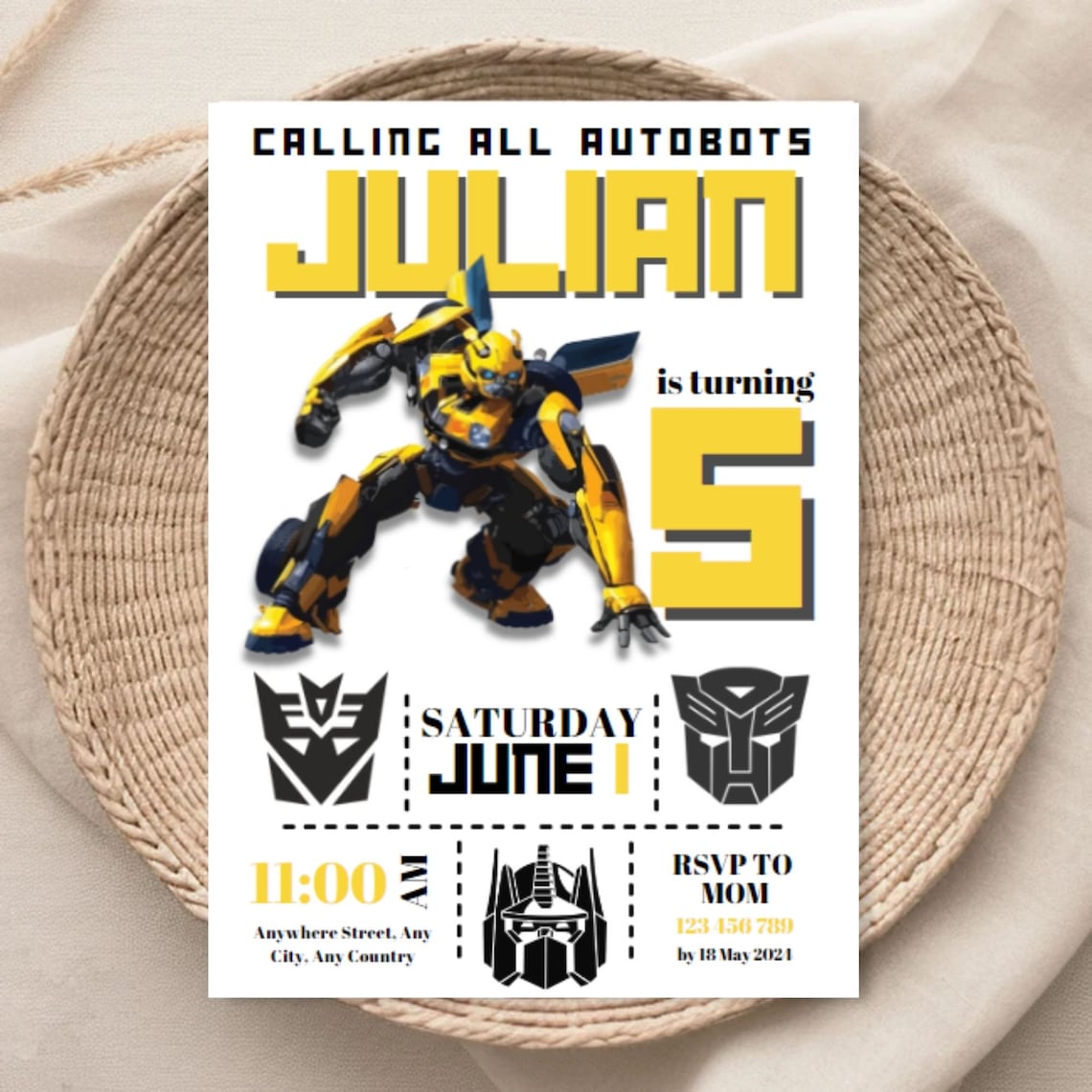 Transformers Birthday Invitation | Customizable and Printable Template ...