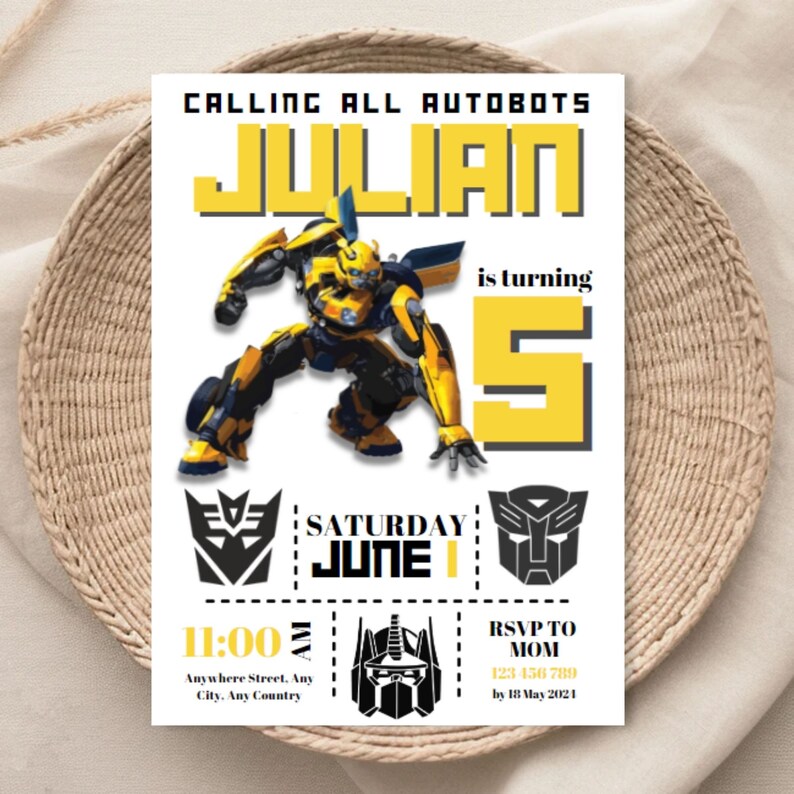Transformers Birthday Invitation | Customizable and Printable Template ...