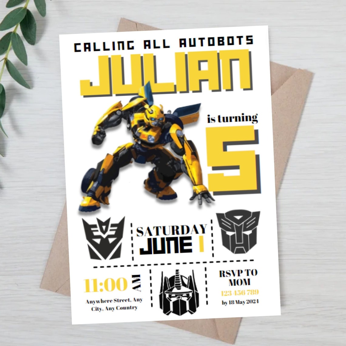 Transformers Birthday Invitation | Customizable and Printable Template ...