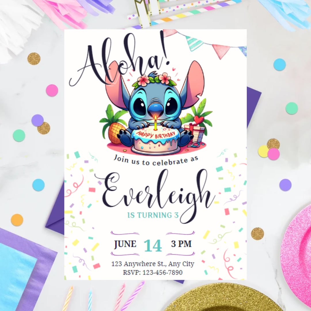 Stitch Birthday Invitation Template | Full Customizable on Canva ...
