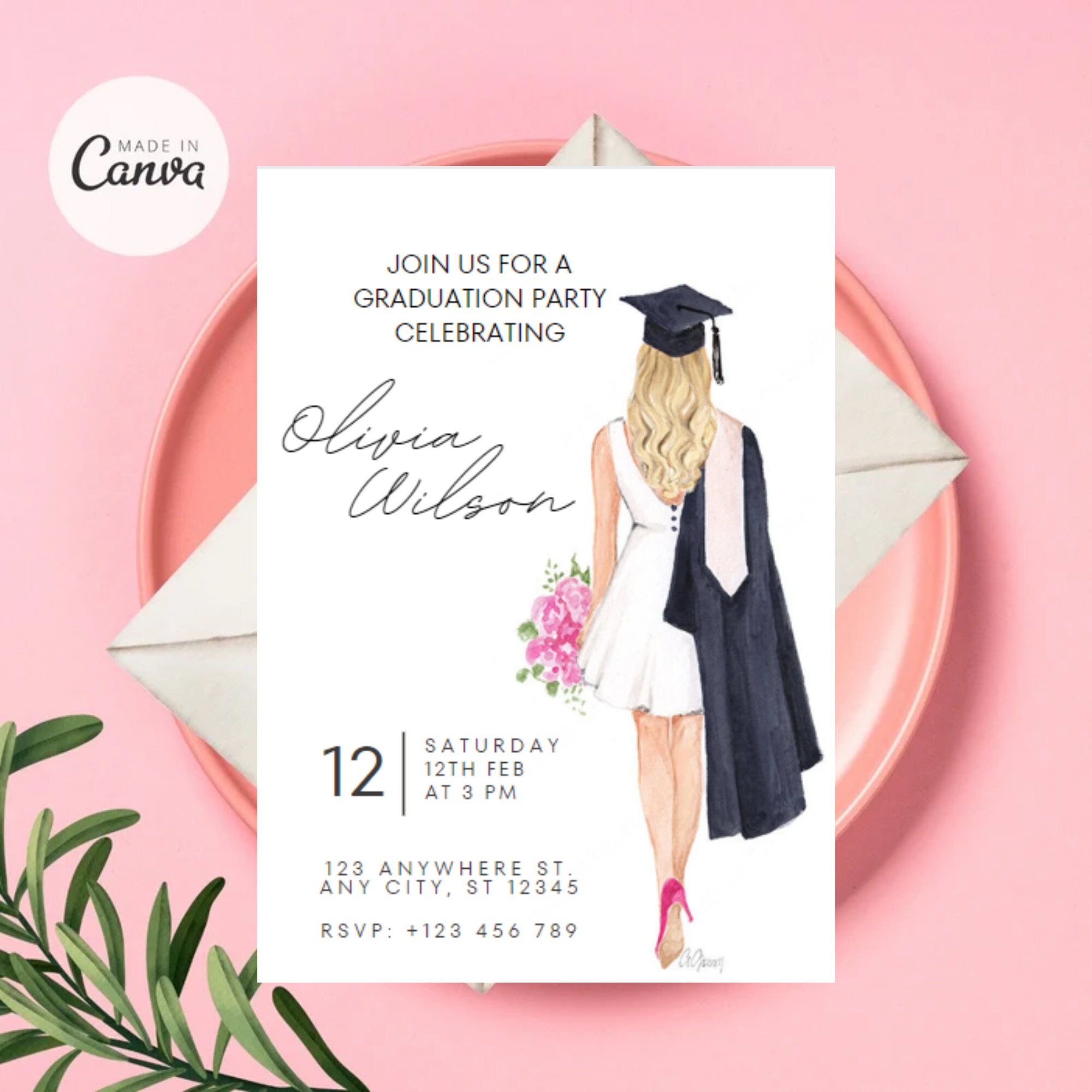 Graduation Party Invitation Template, Editable, Customizable, Print or ...