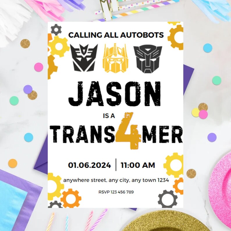 Transformers Birthday Invitation | Customizable and Printable Template ...