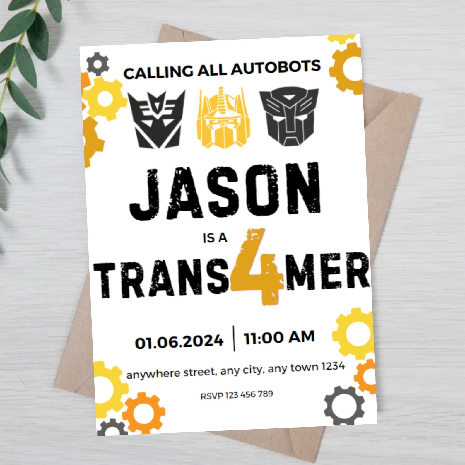 Transformers Birthday Invitation | Customizable and Printable Template ...