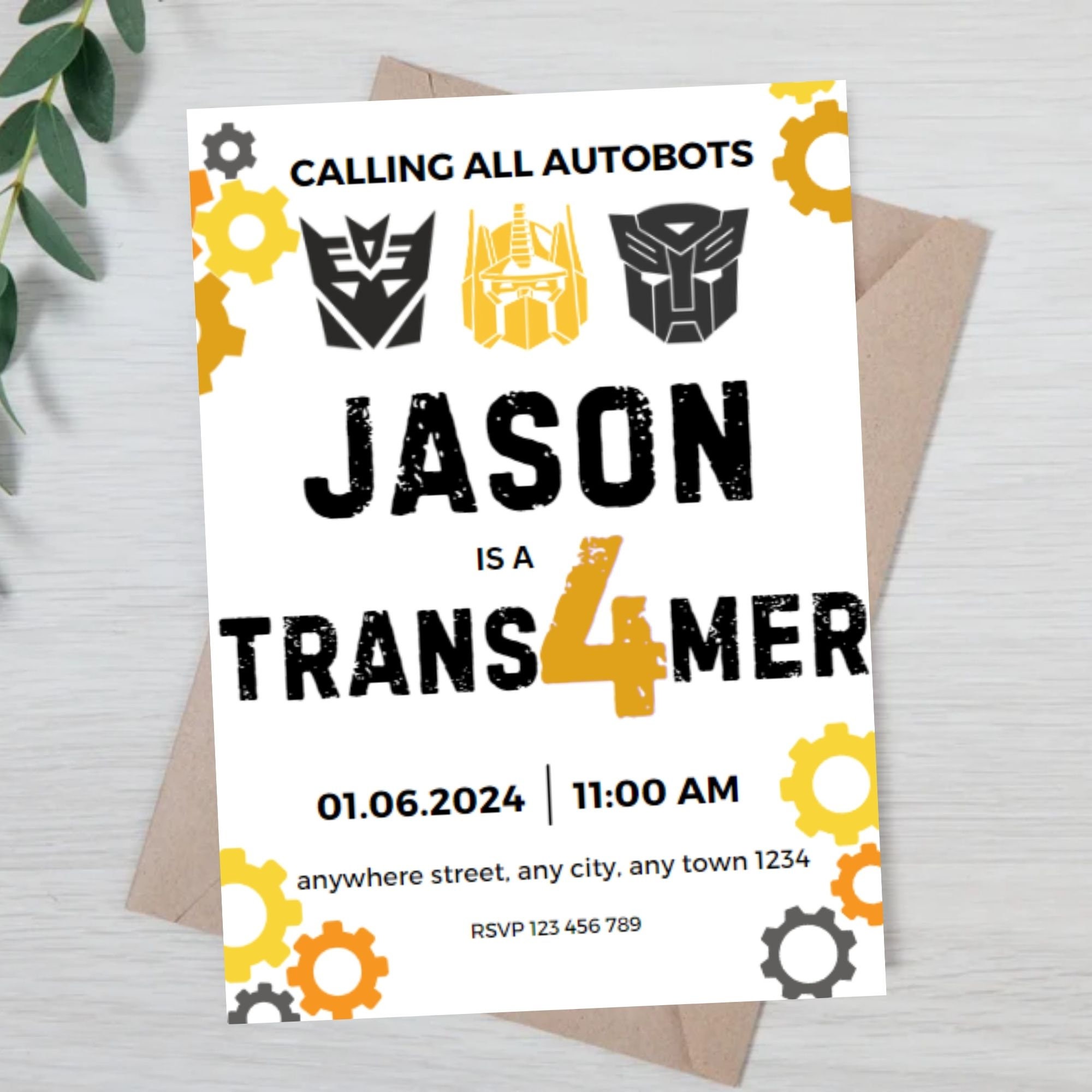 Transformers Birthday Invitation | Customizable and Printable Template ...
