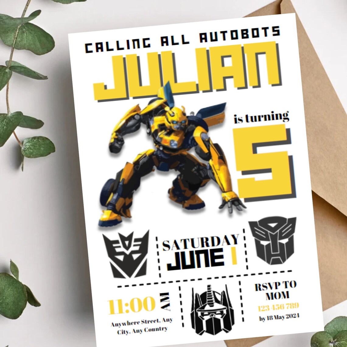 Transformers Birthday Invitation | Customizable and Printable Template ...