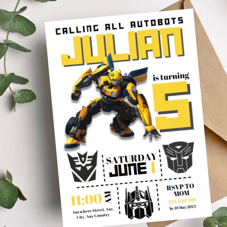 Transformers Birthday Invitation | Customizable and Printable Template ...