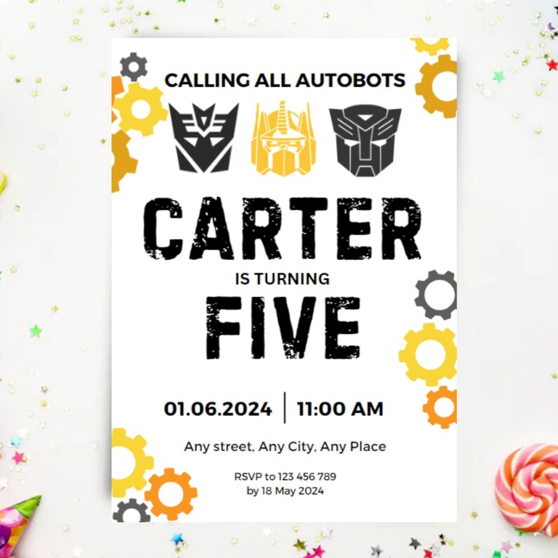 Transformers Birthday Invitation | Customizable and Printable Template ...