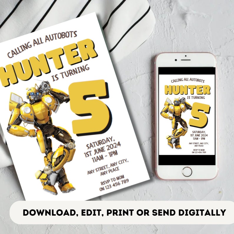 Transformers Birthday Invitation | Customizable and Printable Template ...
