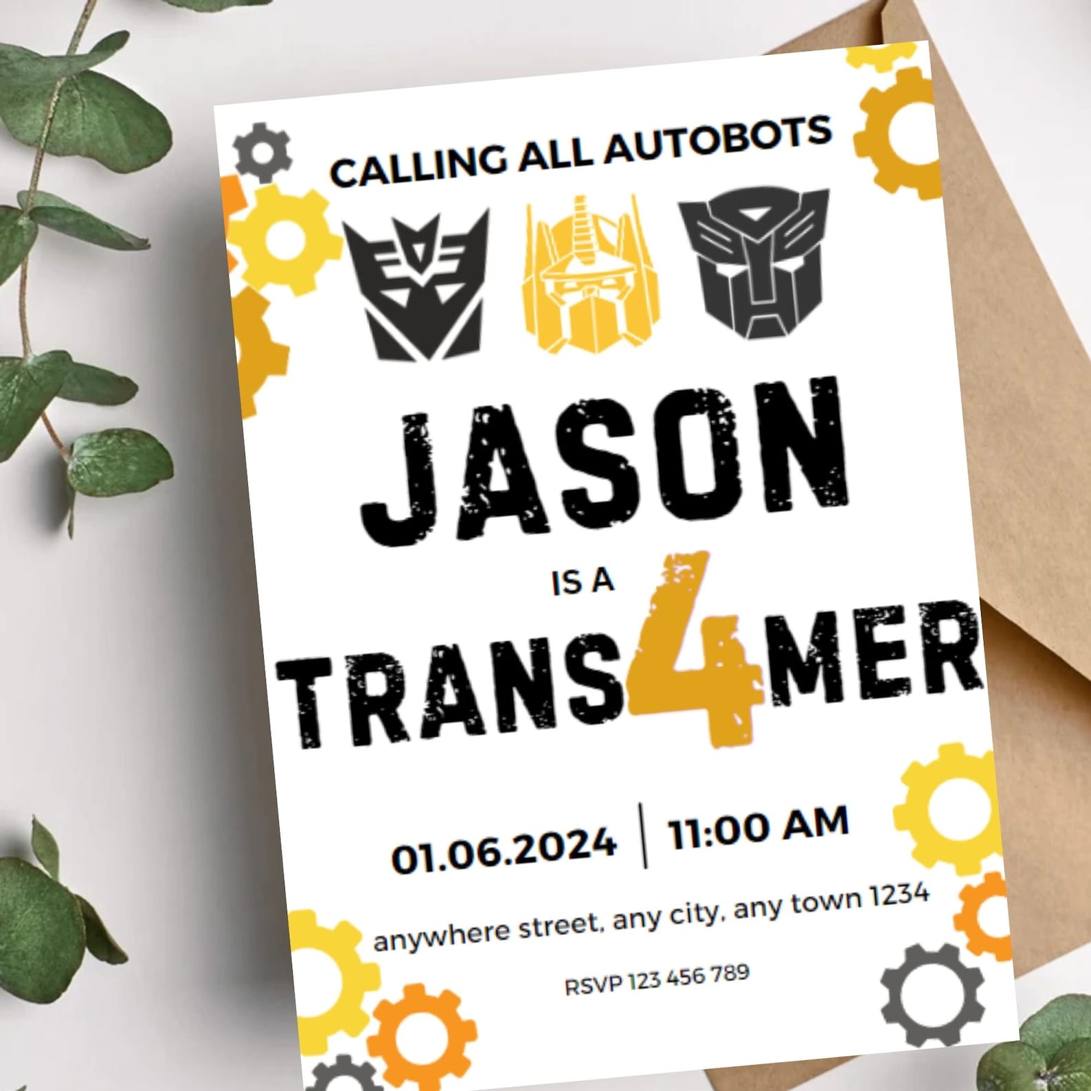 Transformers Birthday Invitation | Customizable and Printable Template ...