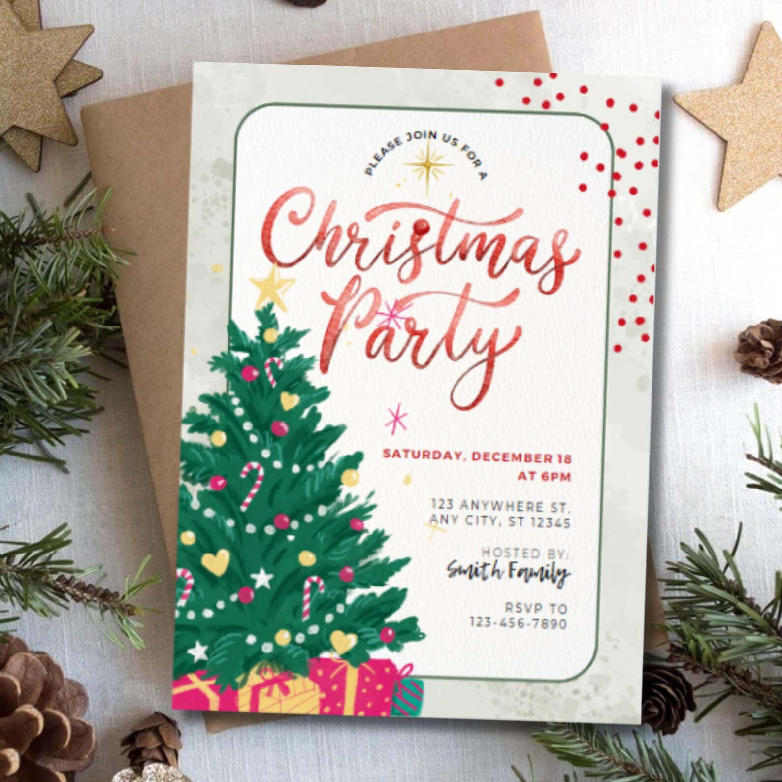 Editable Christmas Party Invitation, Christmas Invitation, Christmas ...