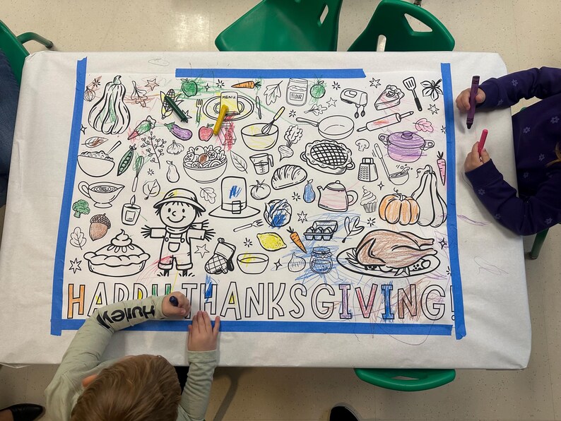 Giant Thanksgiving Coloring Poster: Kids' Activity, Fall Decor (PDF ...