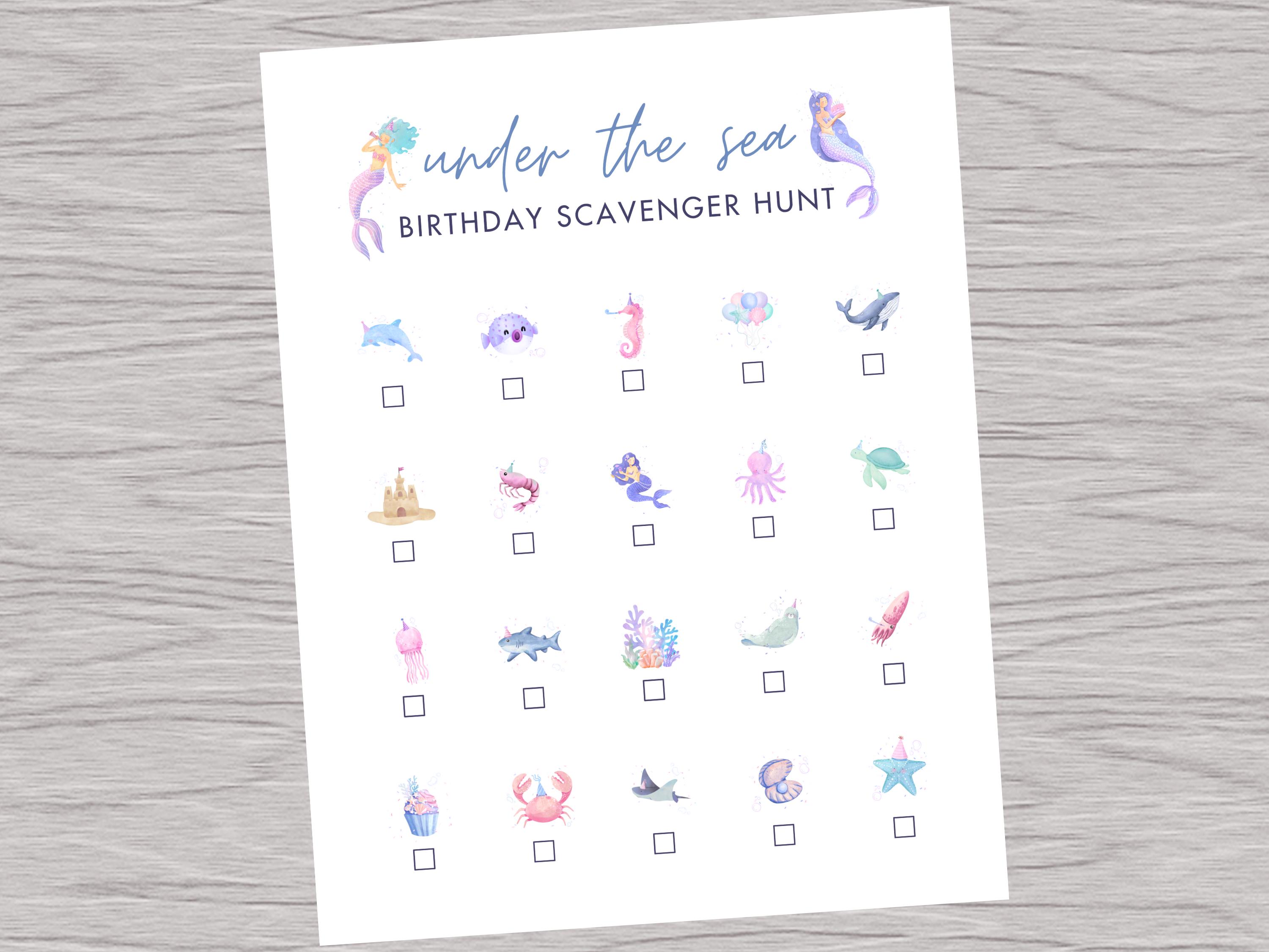 Printable Under the Sea Scavenger Hunt Game | Instant Download, Mermaid ...