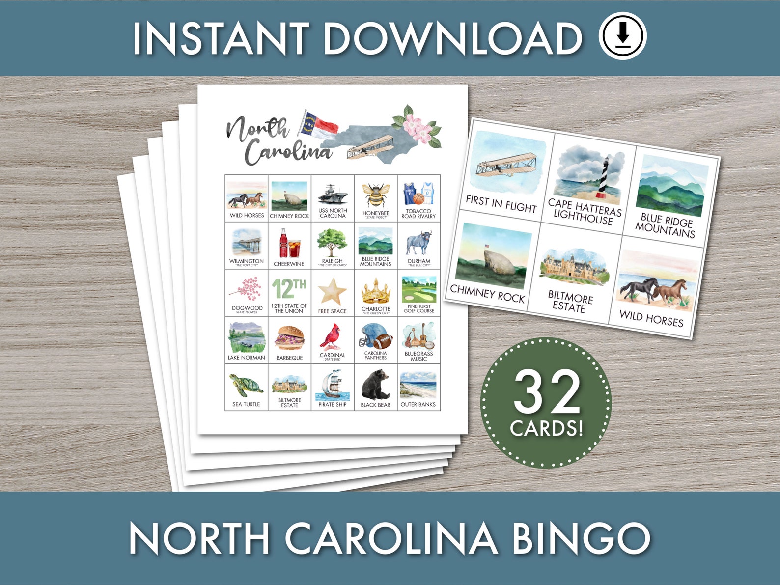 Printable North Carolina Bingo | Kids Party Game, Instant Download ...