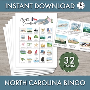 Printable North Carolina Bingo | Kids Party Game, Instant Download ...