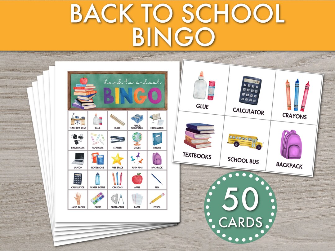 Printable Back to School! Bingo | Kids School-themed Game, Instant ...