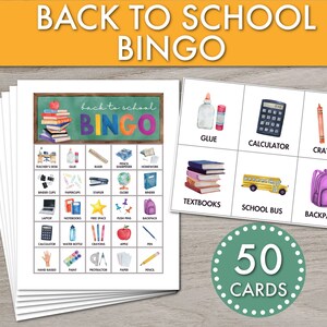 Printable Back to School! Bingo | Kids School-themed Game, Instant ...