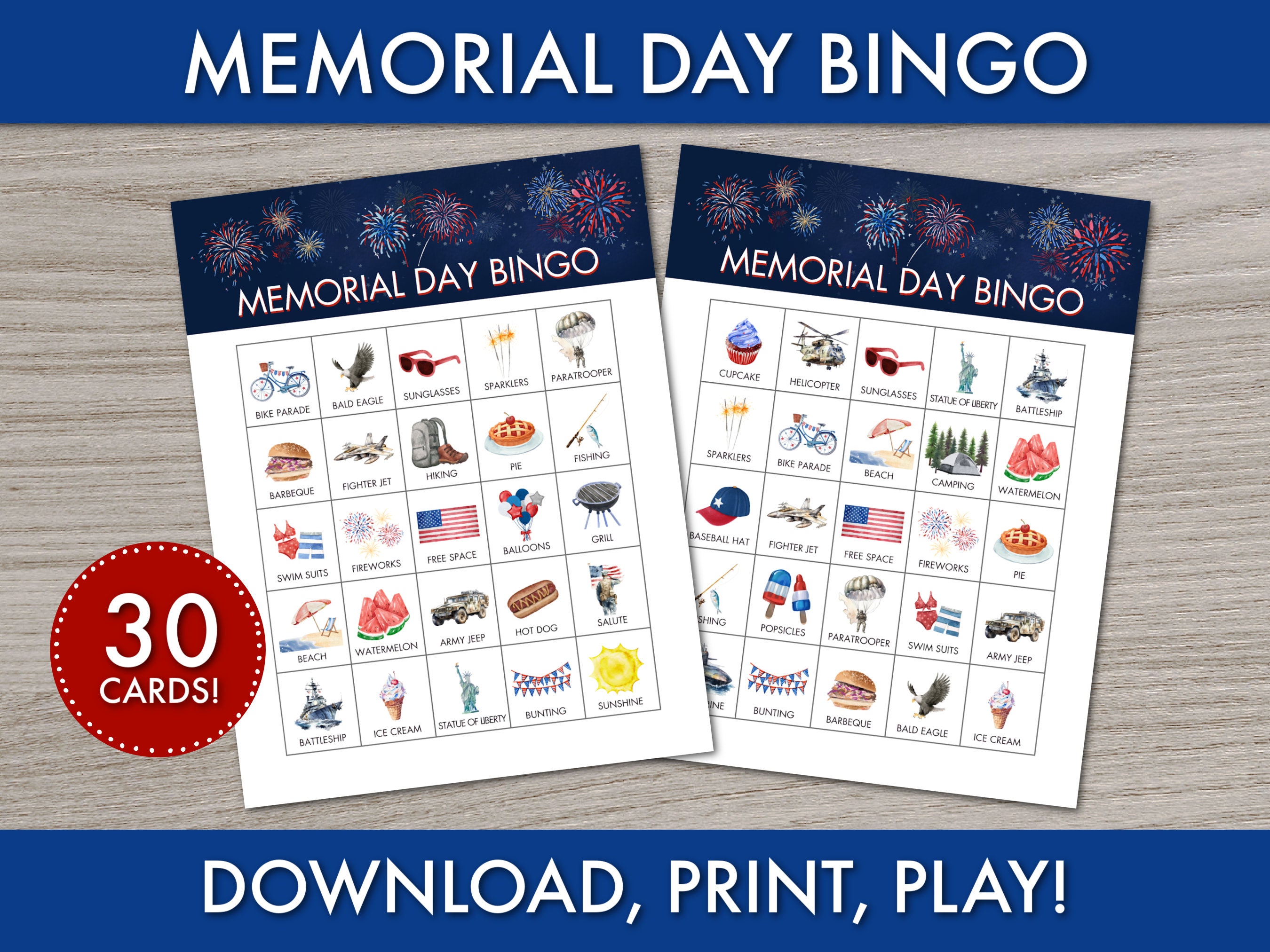 Printable Memorial Day Bingo | Kids Party Game: America, Patriotic ...