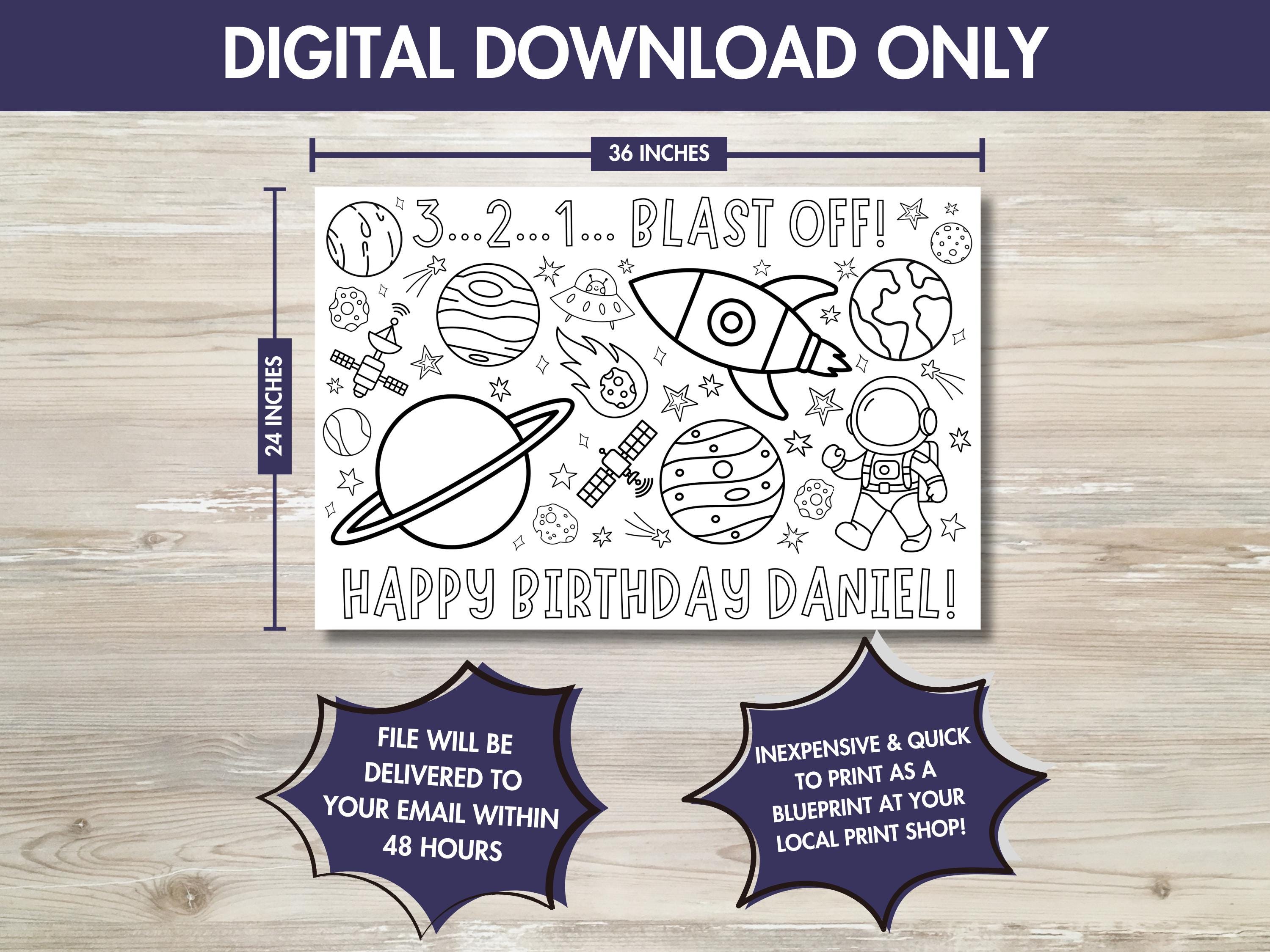 Printable Giant Coloring Poster | Customizable Birthday Coloring Page ...