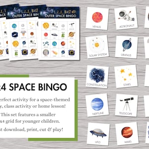 Printable Outer Space Preschool Bingo | Astronaut Kids Party Game ...