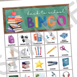 Printable Back to School! Bingo | Kids School-themed Game, Instant ...