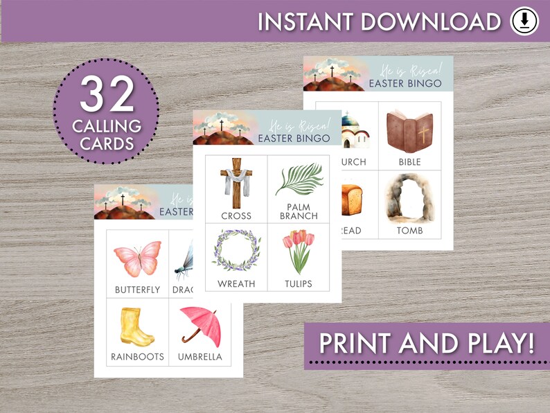 Printable Easter Bingo Game: He is Risen, Kids Classroom Activity (PDF ...
