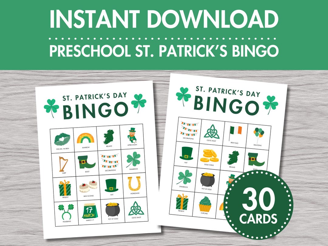 Printable Preschool St. Patrick's Day BINGO | Instant Download, St ...