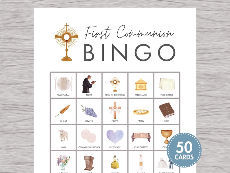 First Communion Bingo Game: Catholic Party Activity (digital Download ...