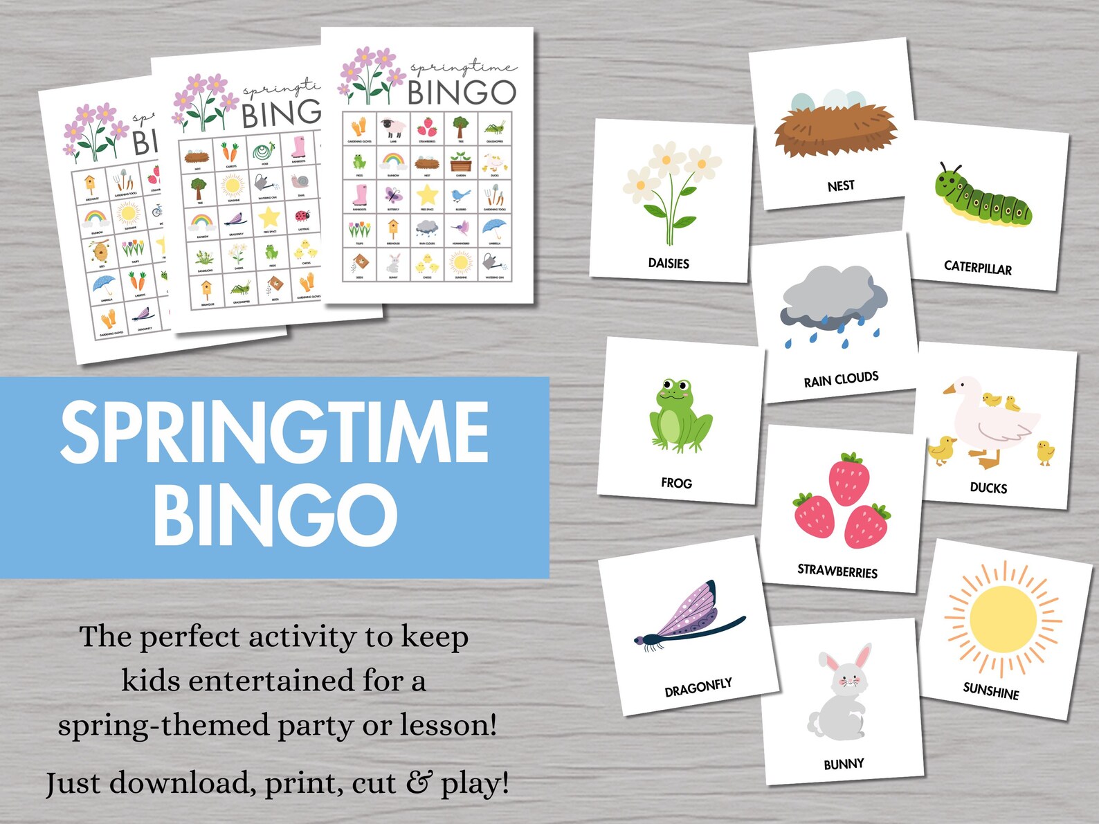 Printable Springtime Bingo | Spring-themed Bingo, Kids Spring Party ...
