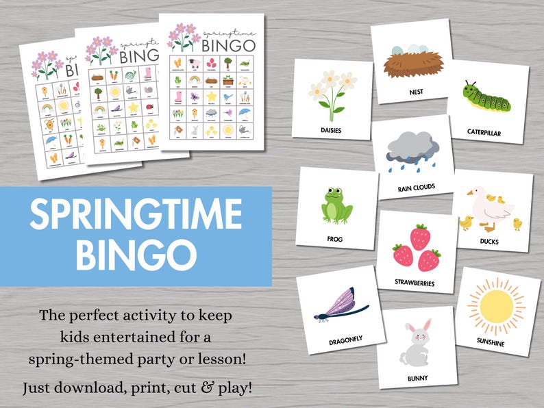 Printable Springtime Bingo | Spring-themed Bingo, Kids Spring Party ...