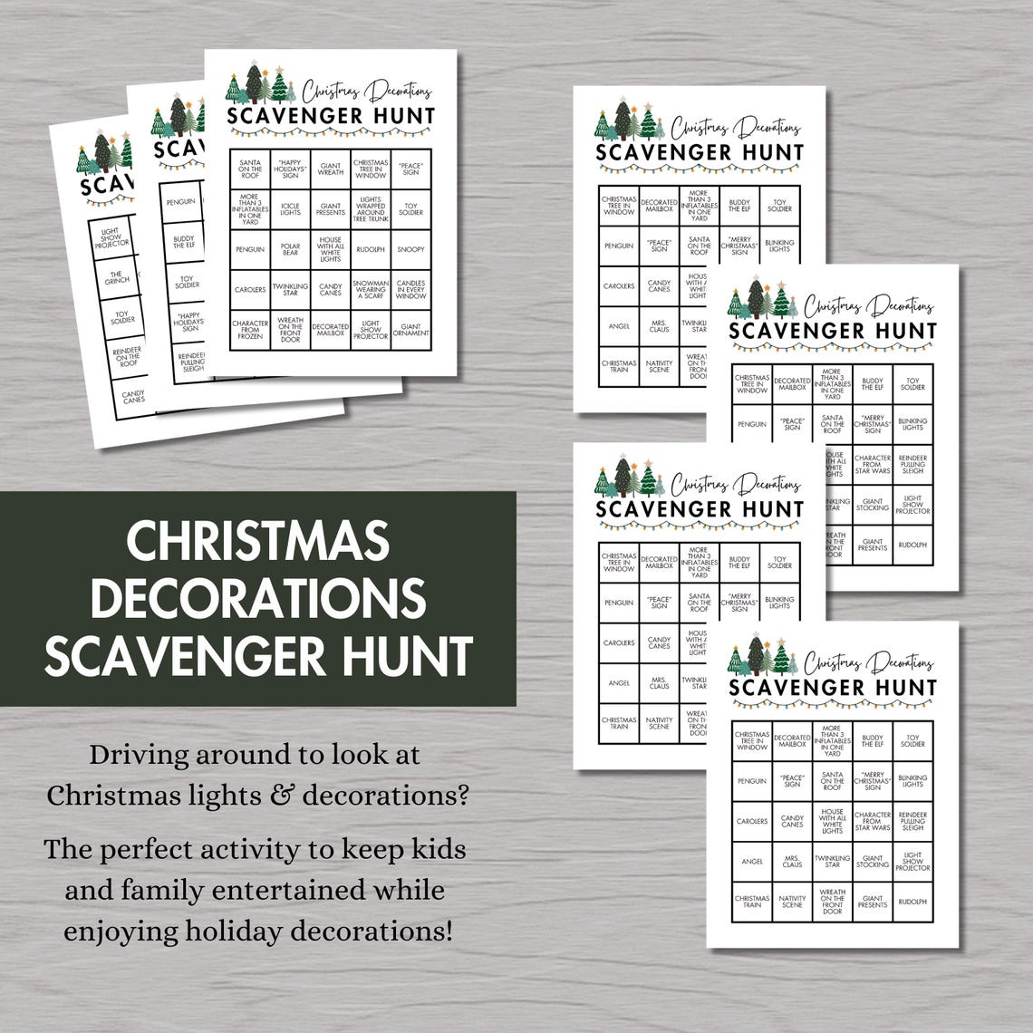 Christmas Decorations Scavenger Hunt Bingo Cards (digital Download) - Etsy