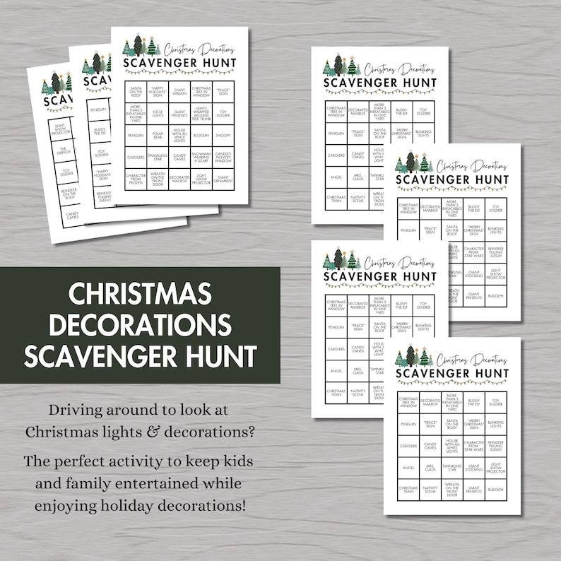 Christmas Decorations Scavenger Hunt Bingo Cards (digital Download) - Etsy