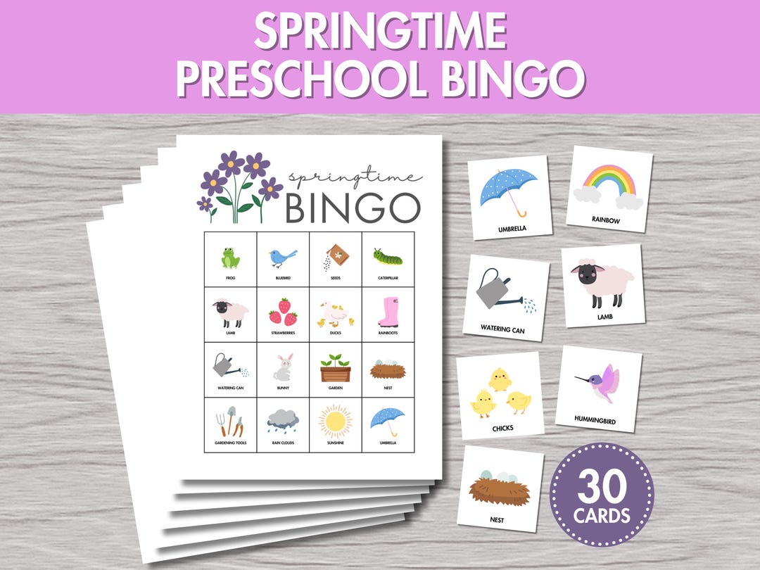 Printable Preschool Springtime Bingo | Spring-themed 4x4 Bingo, Kids ...