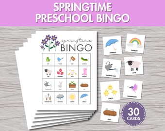 Jeu de bingo printanier imprimable pour enfants | Feuilles de jeux pour ...