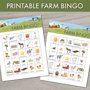 Printable Farm Bingo, Kids Spring Party Game, Instant Download ...
