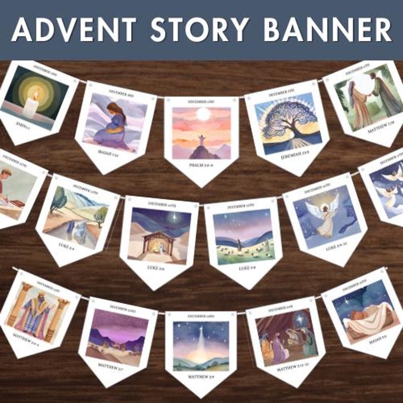 Nativity Story Advent Banner: Religious Scripture Printable (DIY) - Etsy