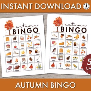 Printable Autumn BINGO | Fall-themed Game, Instant Download, Harvest ...