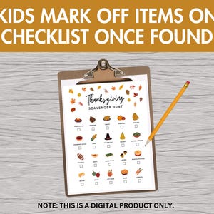Thanksgiving Scavenger Hunt Game: Holiday Family Activity (digital ...