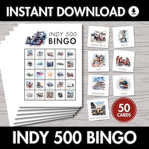 Printable Indy 500 BINGO | Kids Racing-themed Party Game, Instant ...