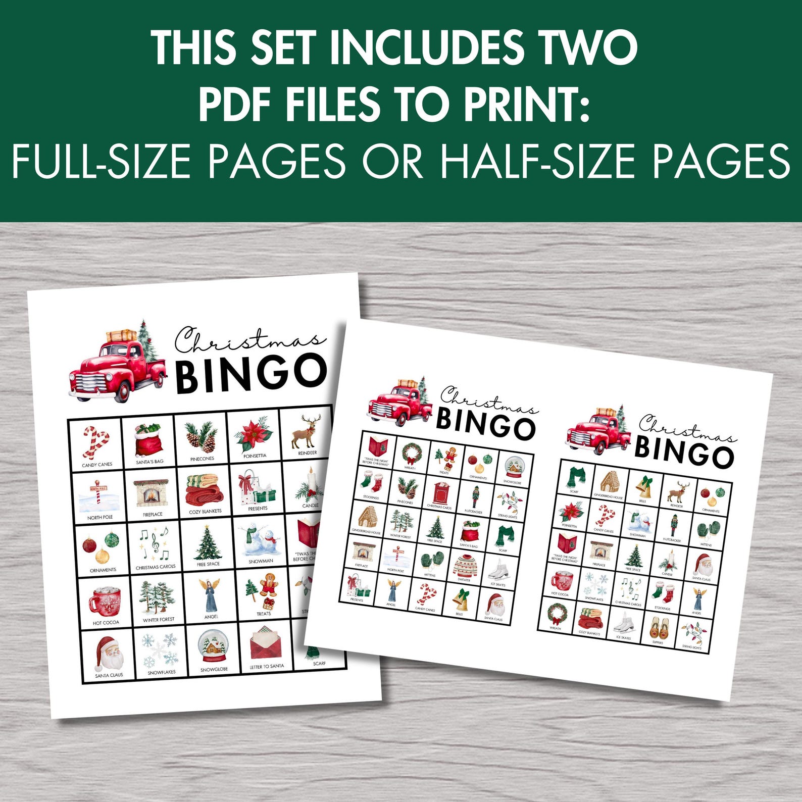 Printable Christmas Bingo Game: Modern Holiday Party Activity, 50 Cards ...